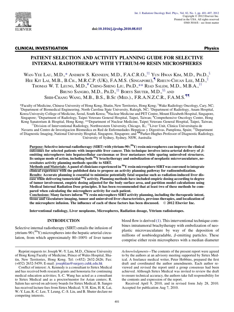 401ijrobp2012y90 Patient Selection and Activity Planning Guide For Selective Internal ...