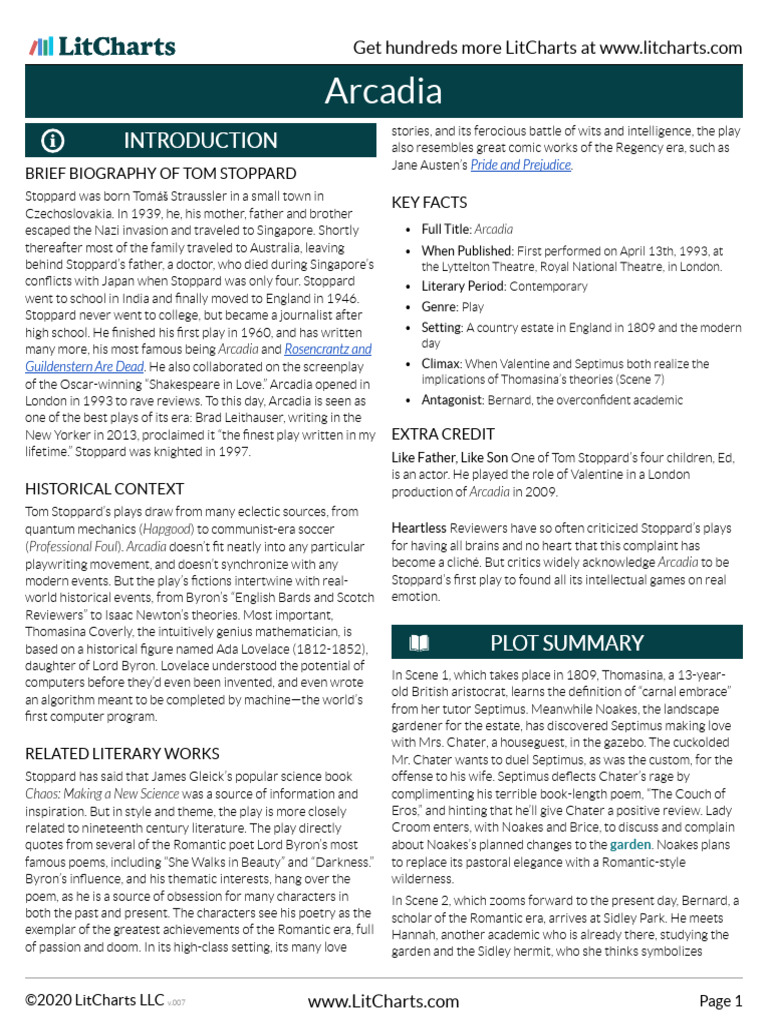 Arcadia LitChart | PDF | Romanticism