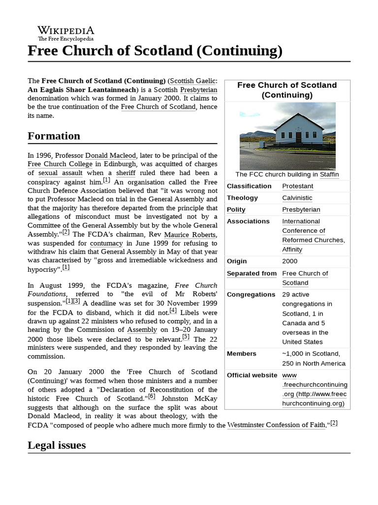 Free Church of Scotland (Continuing) | PDF | Protestant Denominational ...