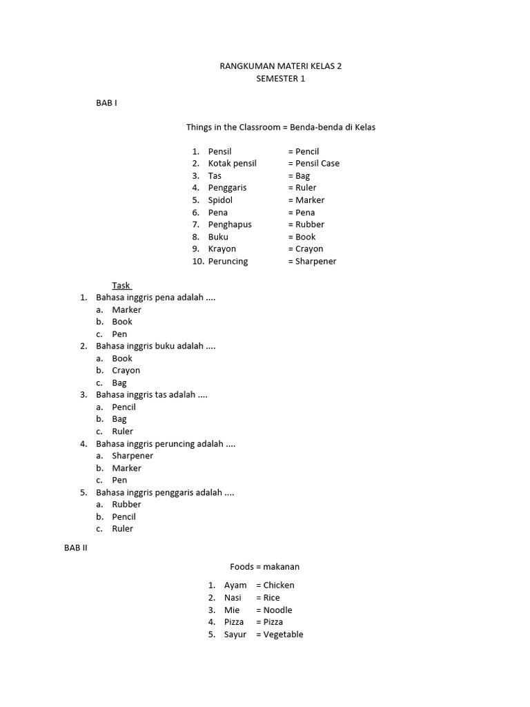 Rangkuman Materi Kelas 2 | PDF Rangkuman Materi Kelas 2 | PDF