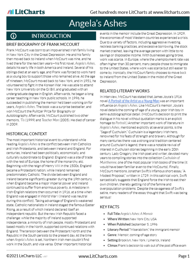 Angelas Ashes LitChart | PDF | History | General Fiction