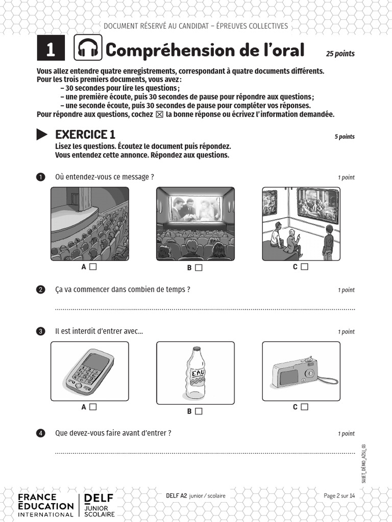 Compréhension orale DELF A2 | PDF
