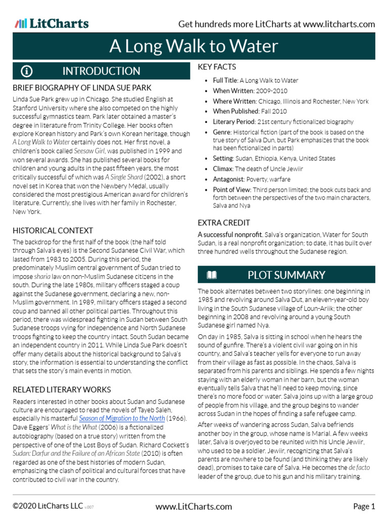 A Long Walk To Water LitChart | PDF | South Sudan | Sudan