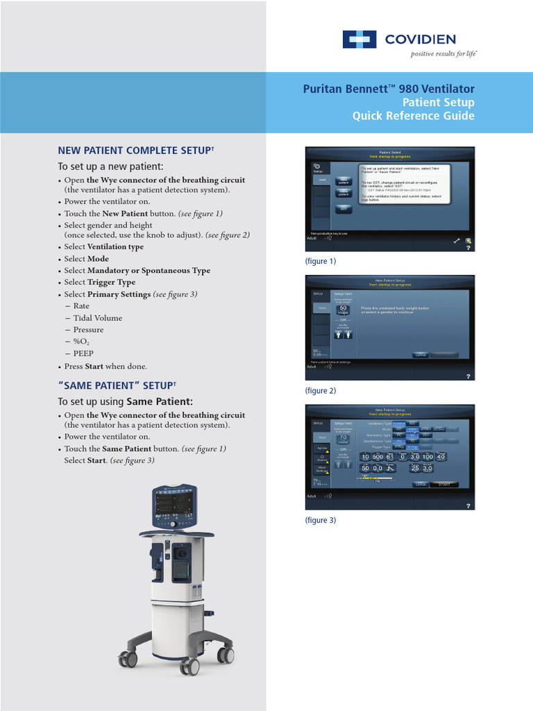 C067 Covidien 980 Ventilator Quick Reference Guide | PDF | Respiration | Respiratory System