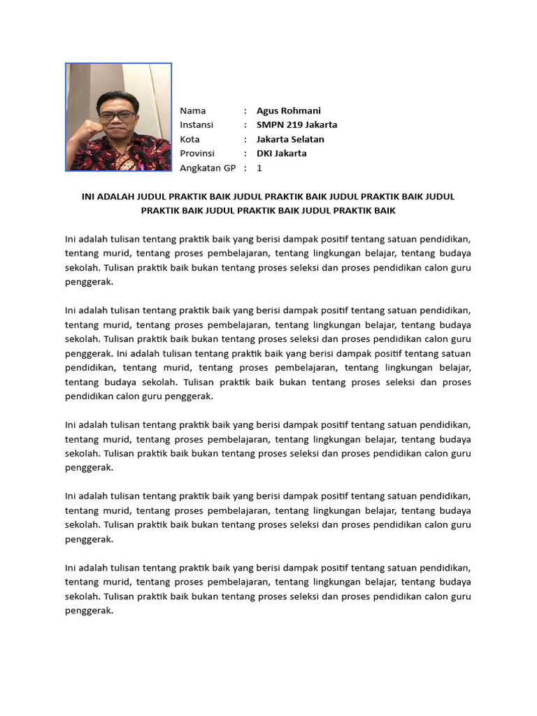 Contoh Layout Format Tulisan Praktik Baik | PDF