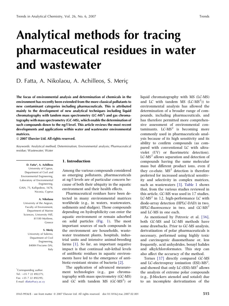 Analytical Methods For Tracing | PDF | Mass Spectrometry | Tandem Mass ...