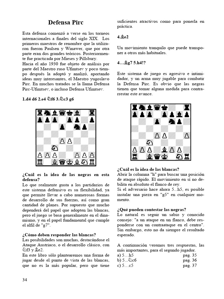 Ejemplo - 45 Defensa Pirc | PDF | Aperturas de ajedrez | Ajedrez