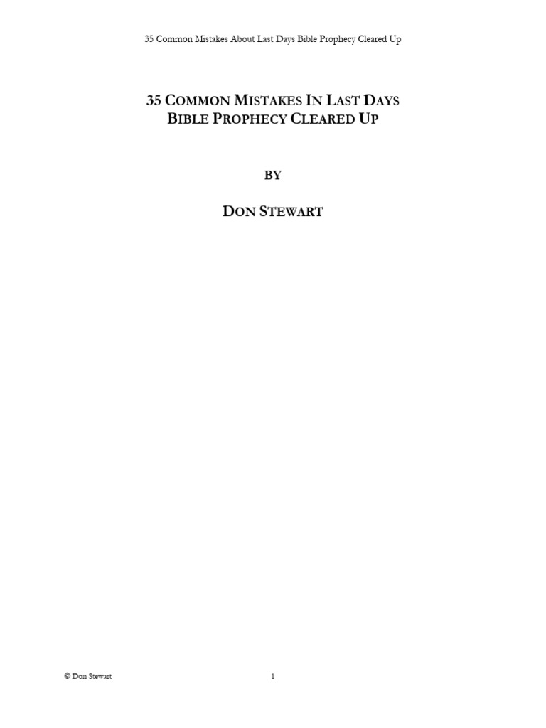 35 C M I L D B P C U: Ommon Istakes N AST AYS Ible Rophecy Leared P ...