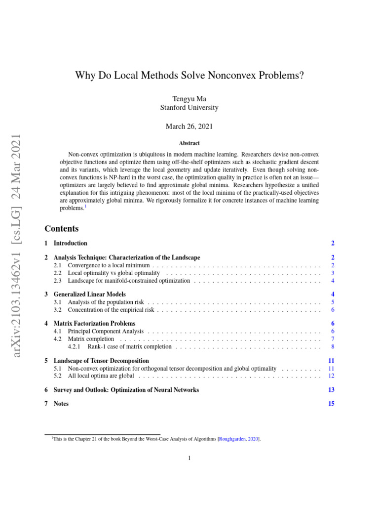 Why Do Local Methods Solve Nonconvex Problems | PDF | Eigenvalues And Eigenvectors ...