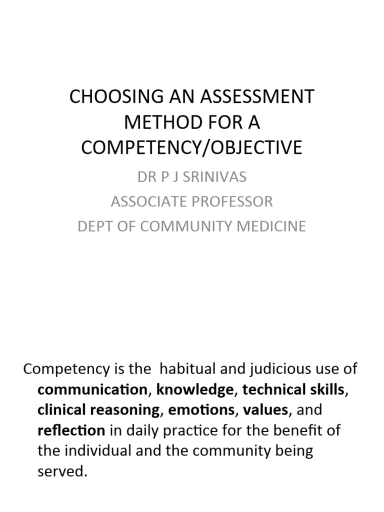 Choosing An Assessment Method For A Competency Latest | PDF ...