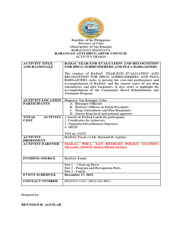 BADAC Year-End Evaluation Activity Report | PDF