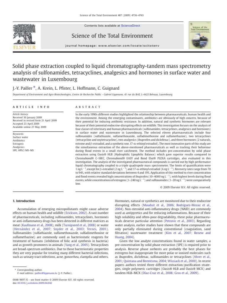 Solid Phase Extraction Coupled To Liquid Chromatography Tandem Mass Spectrometry Download Free
