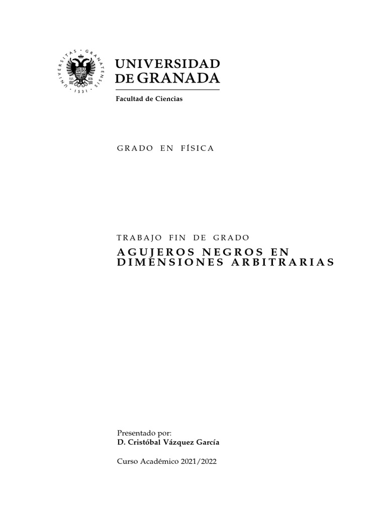 TFG CristobalVazquez Corto | PDF | Relatividad general | Gravedad