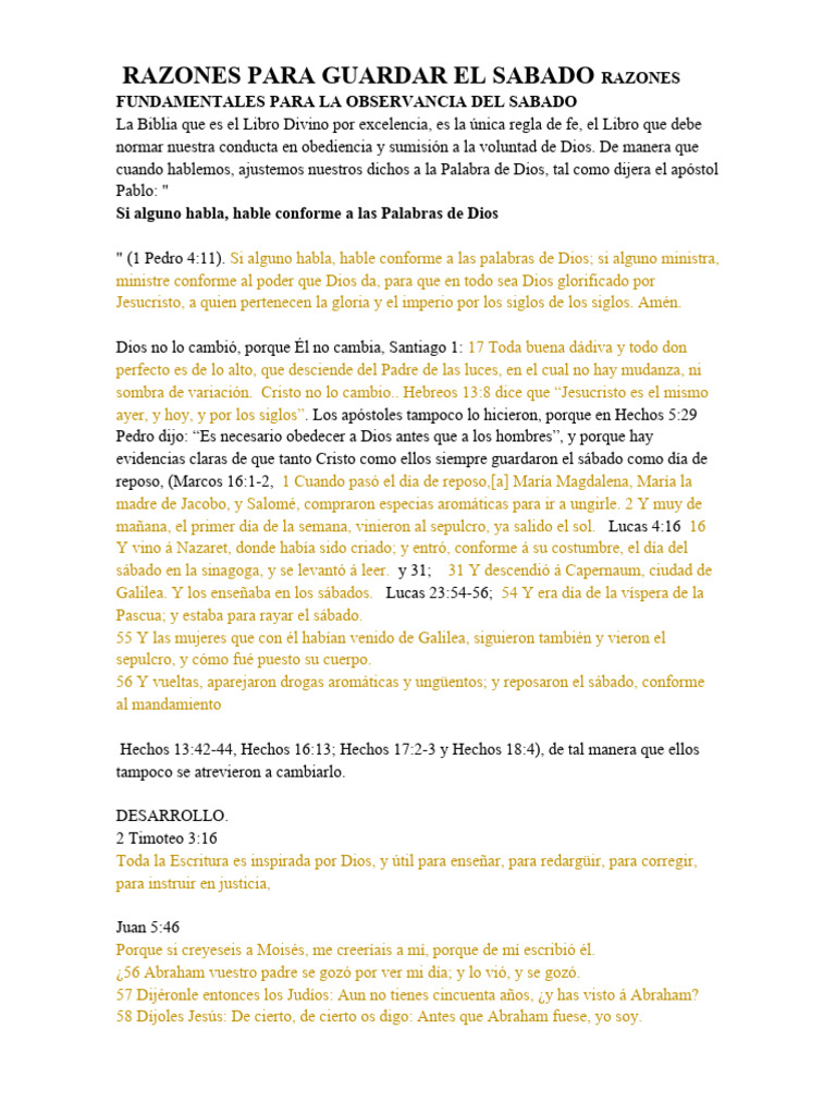 40 Razones Para Guardar El Sabado Pdf Jesús Shabat