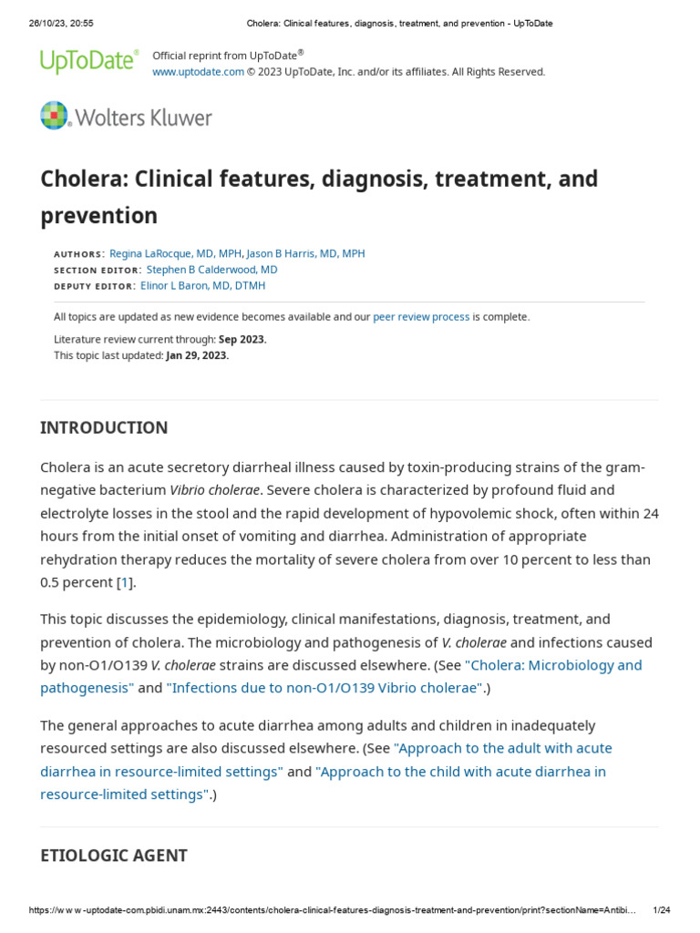 Cholera - Clinical Features, Diagnosis, Treatment, and Prevention ...