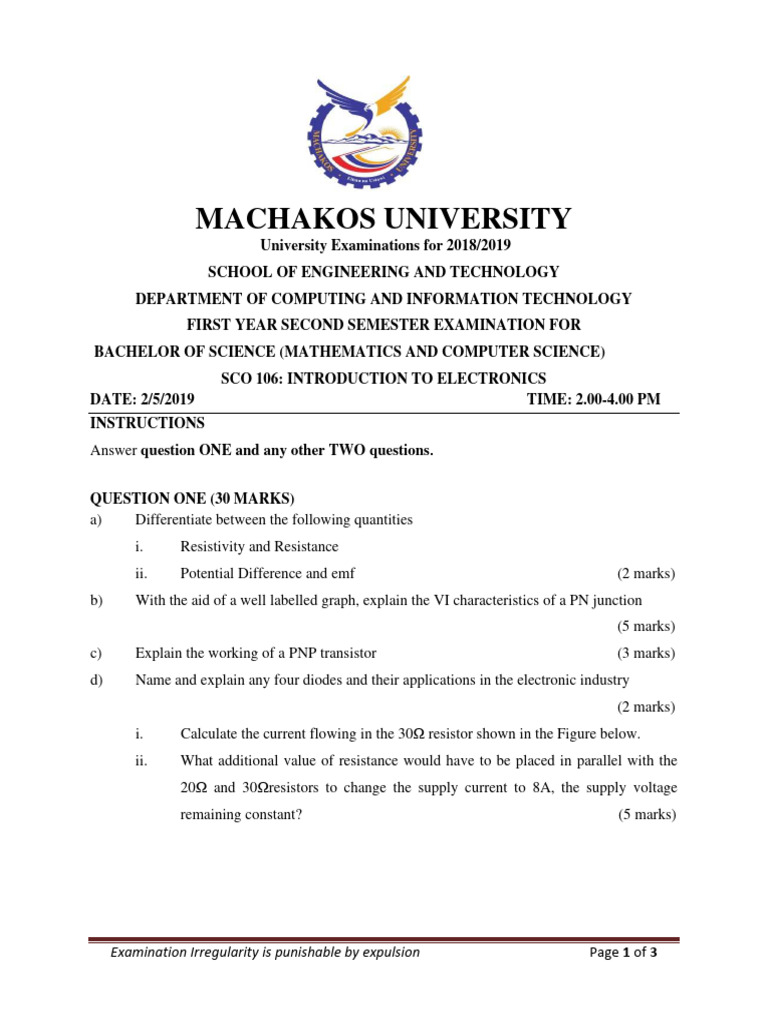 Sco 106 Introduction To Electronics | PDF | Logic Gate | Boolean Algebra