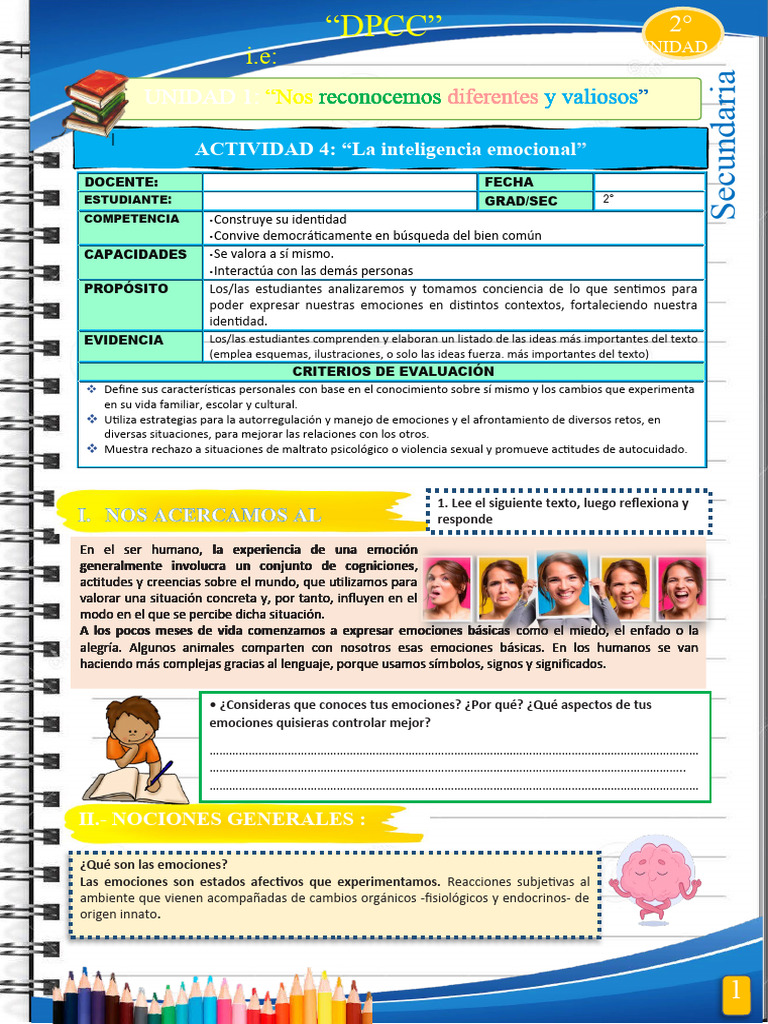 2° DPCC - Actv.04-Uni.1 2023 | PDF | Las emociones | Ira