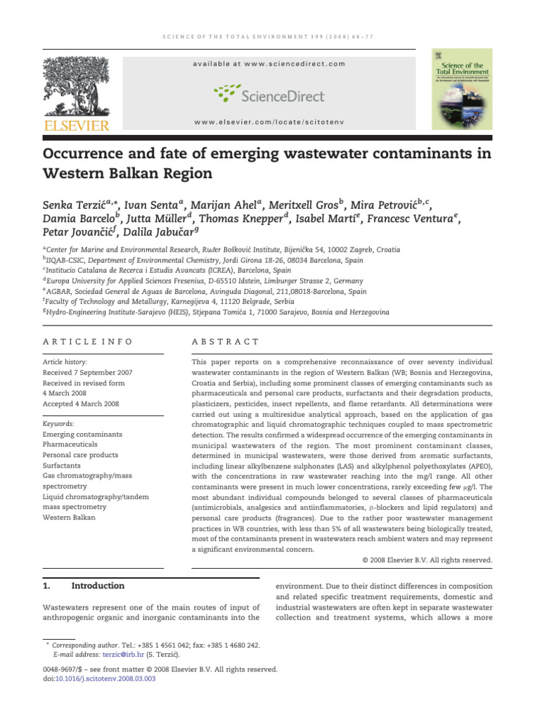 Occurrence and Fate of Emerging Wastewater Contaminants | PDF | Sewage Treatment | Chromatography