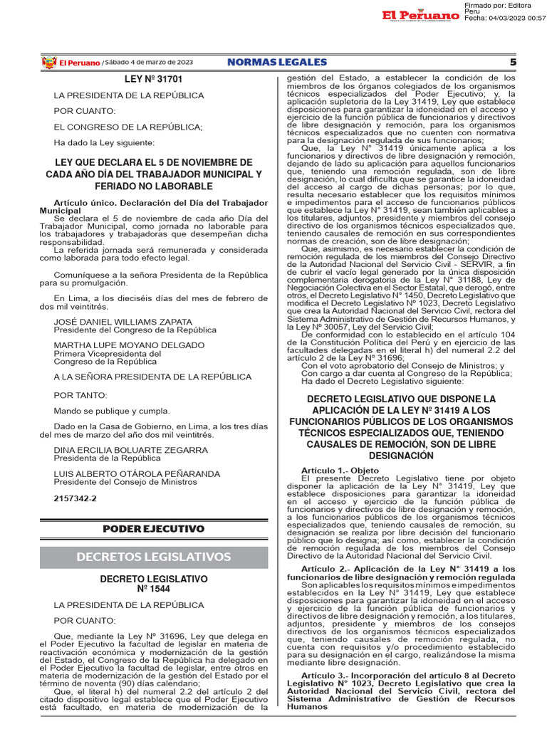 Dec Leg 1544 | PDF | Ministerio (Departamento de Gobierno) | Perú