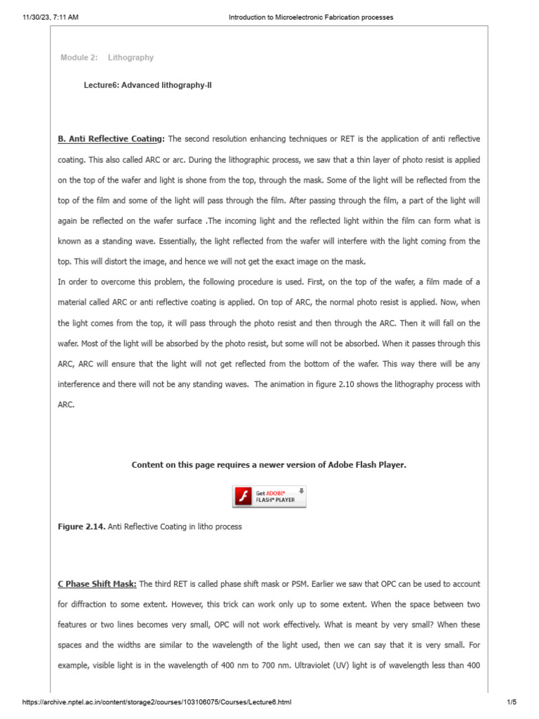 Introduction To Microelectronic Fabrication Processes 2 | PDF | Camera Lens | Photolithography