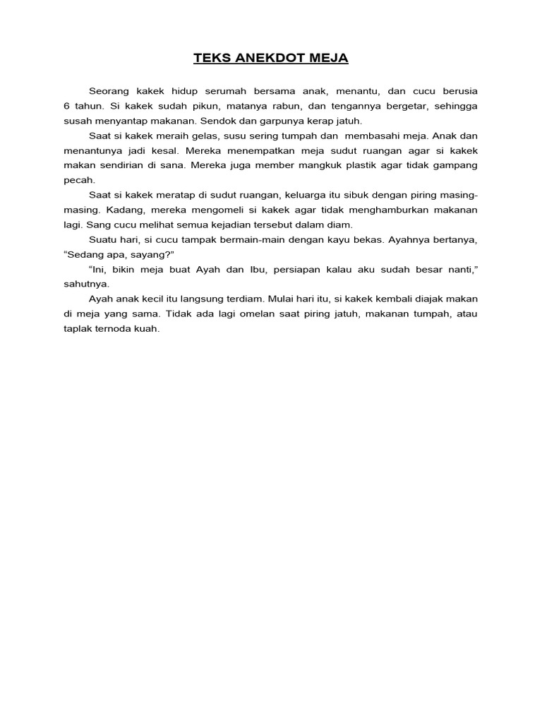 Teks Anekdot Meja | PDF | Memasak, Makanan, & Anggur