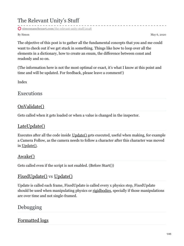 The Relevant Unitys Stuff | PDF | Class (Computer Programming) | Parameter (Computer Programming)
