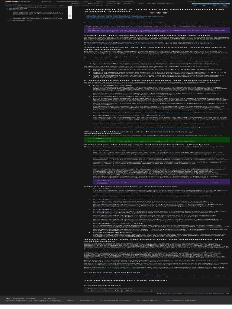 Consejos para Mejorar El Rendimiento Visual Studio Microsoft Docs | PDF | Computación de 64 bits ...