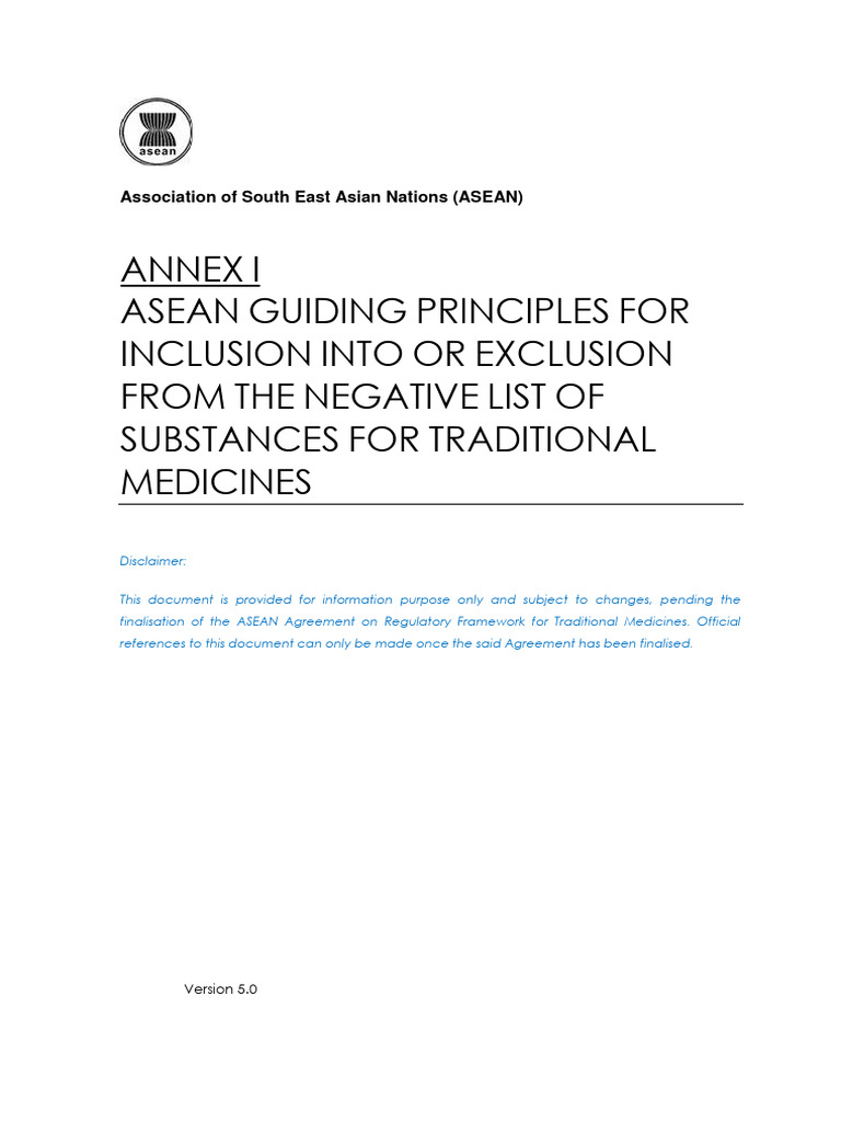 ASEAN Guiding Principles For Negative List TM V5.0 With Disclaimer ...