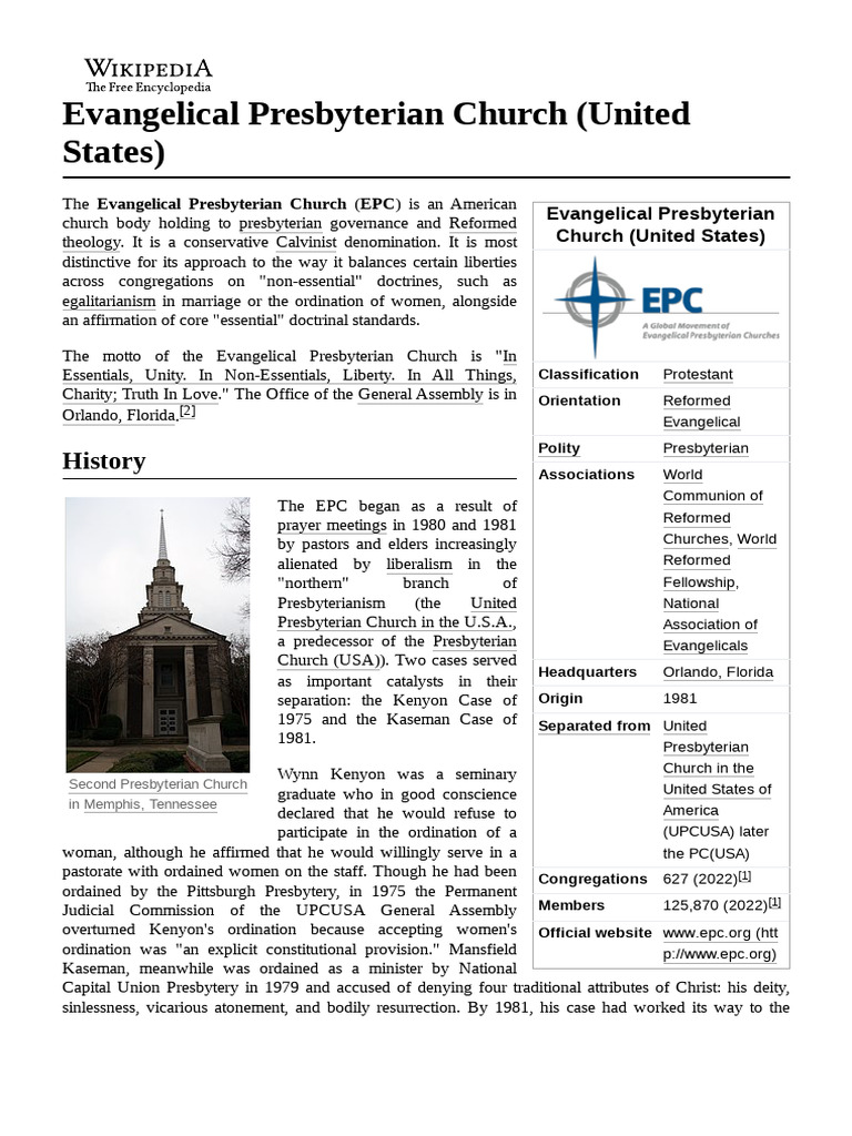Evangelical Presbyterian Church (United States) | PDF | Protestant ...