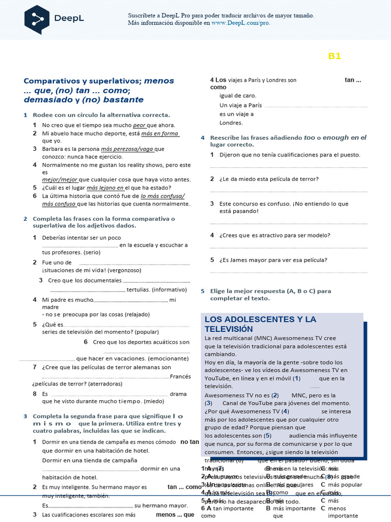 B1 UNIT 5 Extra Grammar Practice Revision Es | PDF