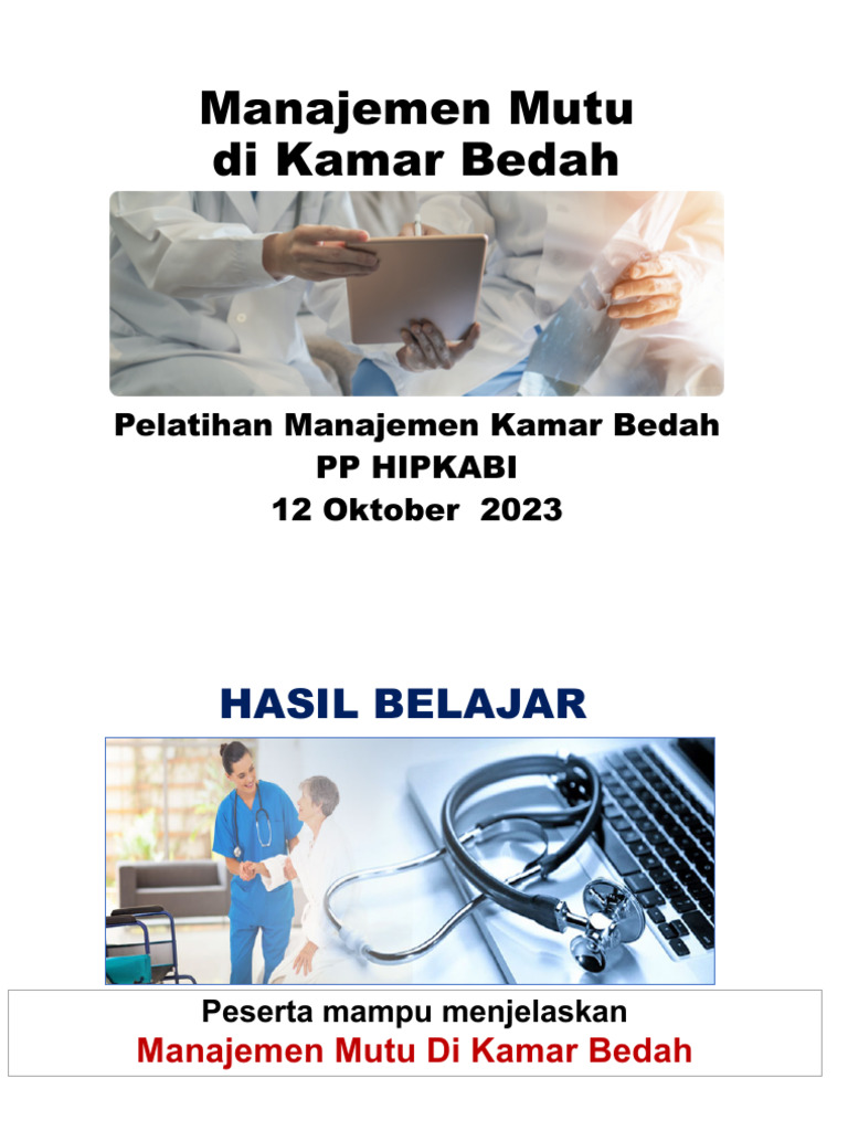 Manajemen Mutu Kamar Bedah: Strategi dan Indikator | PDF