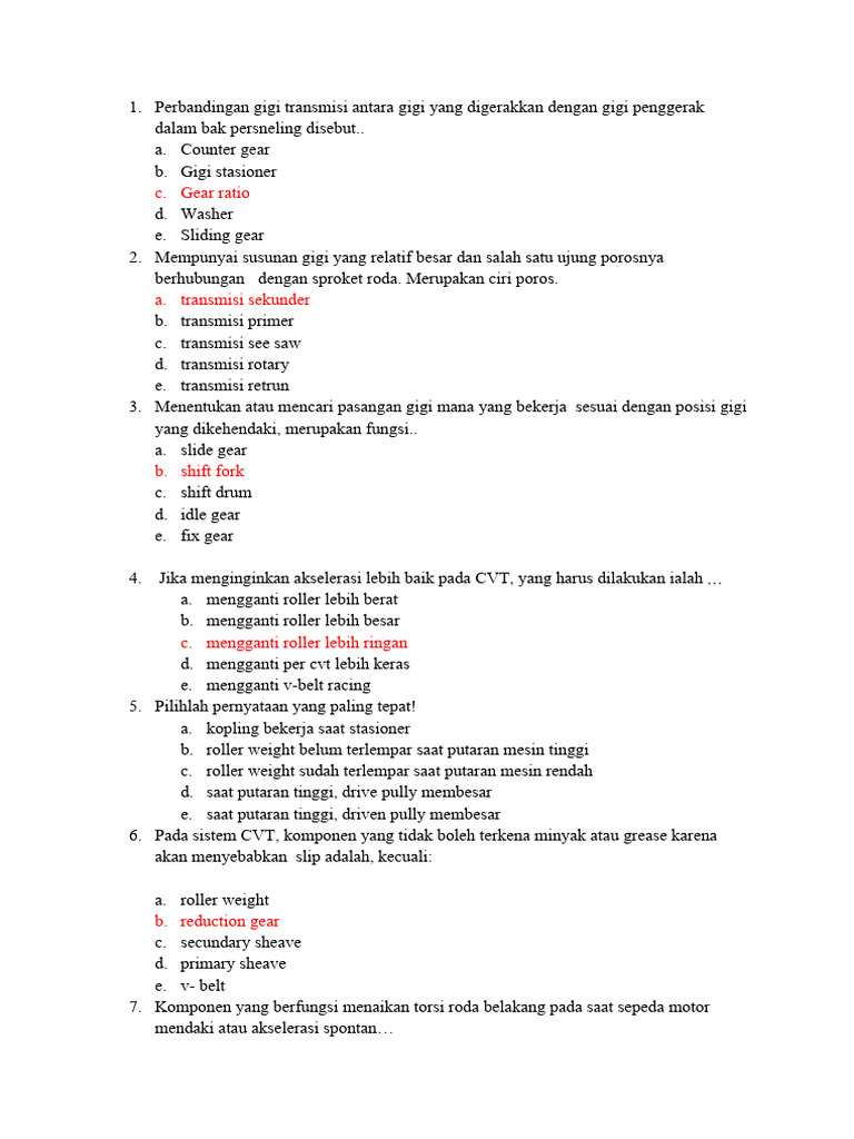 Komponen dan Fungsi Transmisi Motor | PDF | Teknologi & Rekayasa