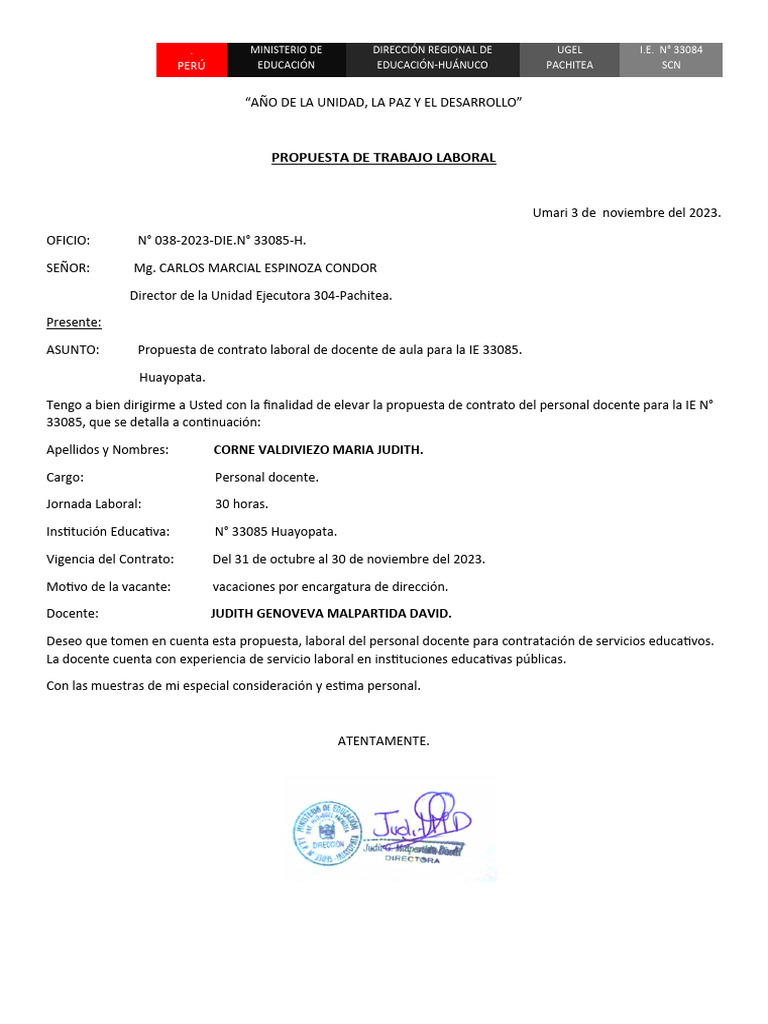 Propuesta Laboral de Trabajo | PDF