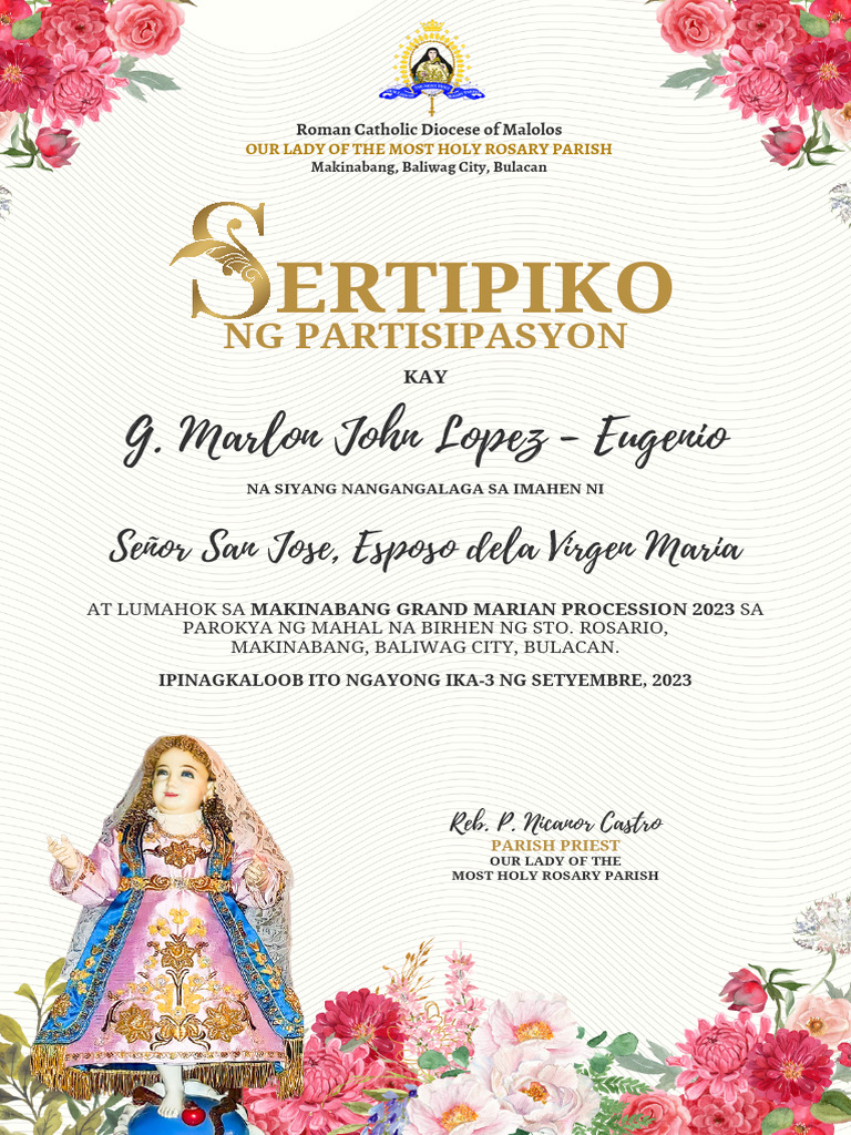Grand Marian Certificate 2023 | PDF
