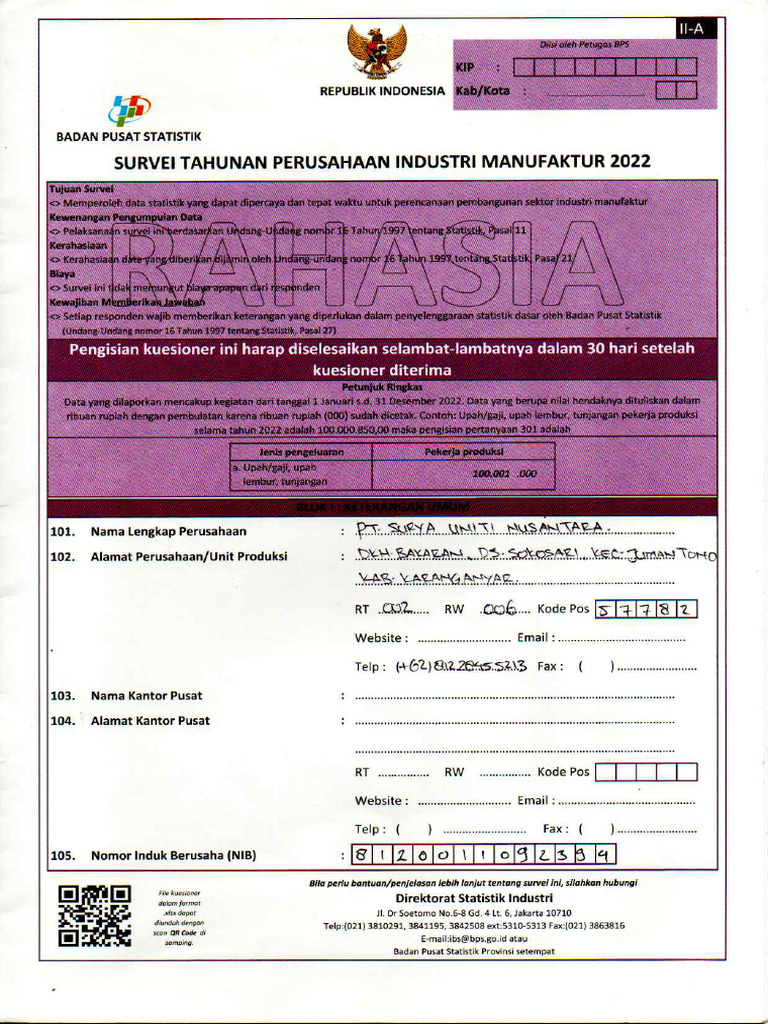 Survei Tahunan Bps 2023 | PDF