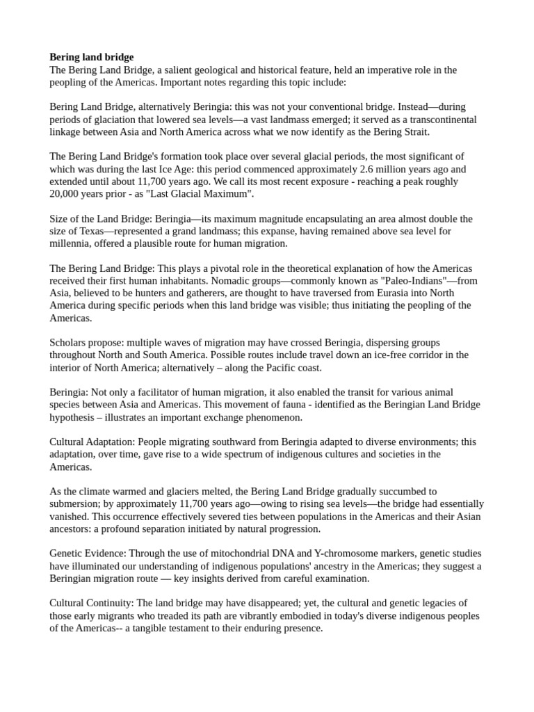 Bering Land Bridge | PDF | Physical Geography | Earth Sciences