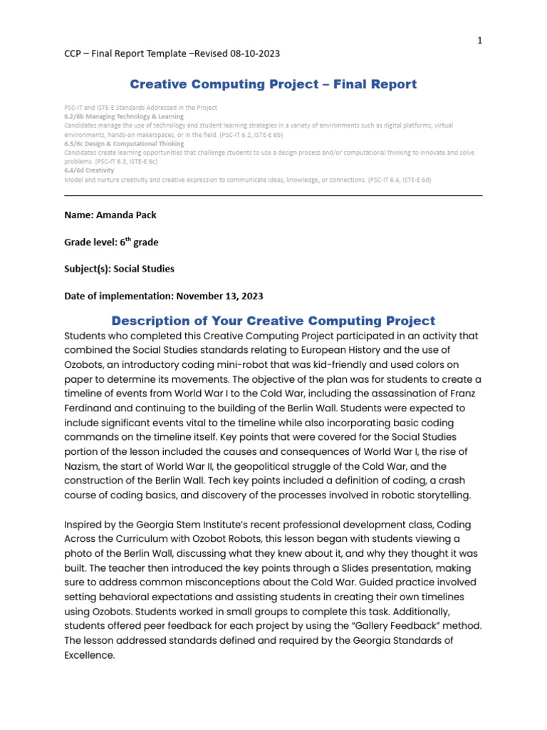 Apack - Creative Computing Project - Final Report 1 | PDF | Creativity | Thought