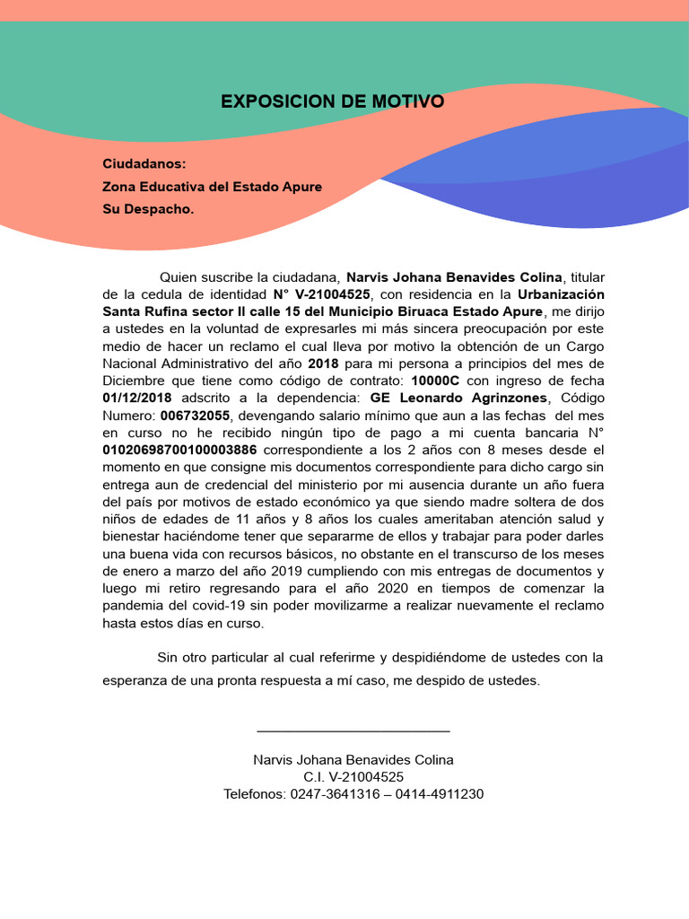 Modelo Carta Ausencia Laboral | PDF Modelo Carta Ausencia Laboral | PDF