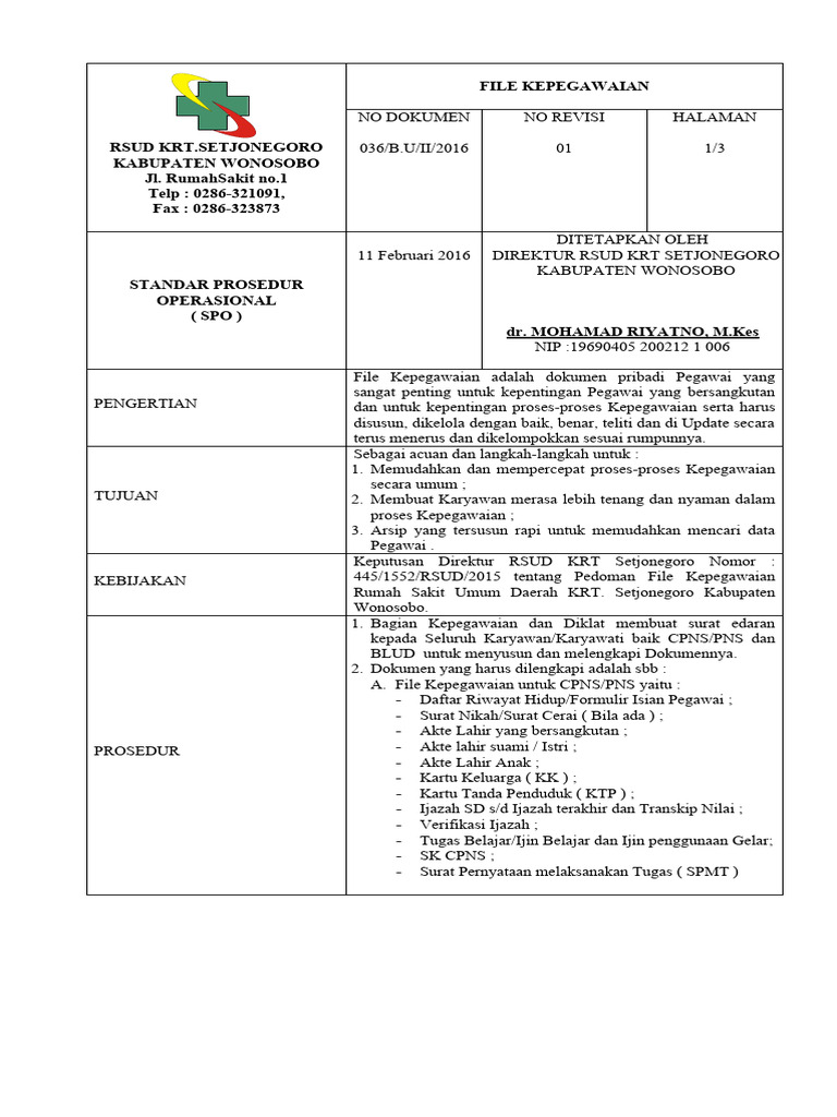 SPO File Kepegawaian | PDF