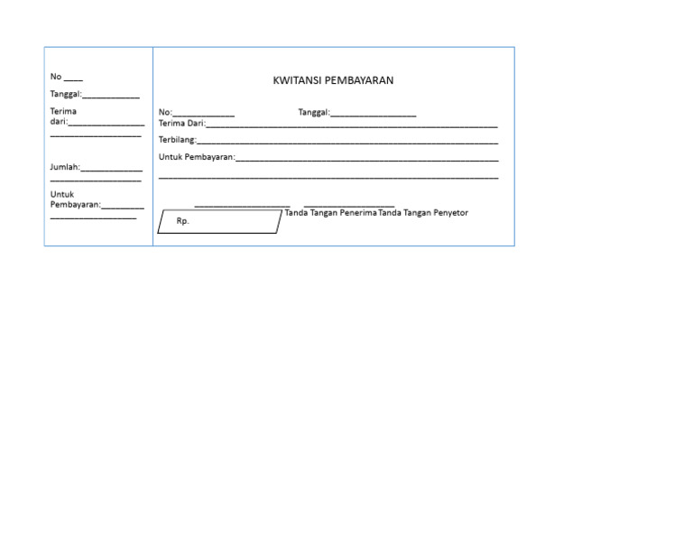 Contoh Kwitansi Pembayaran Resmi | PDF | Pengelolaan Keuangan & Uang
