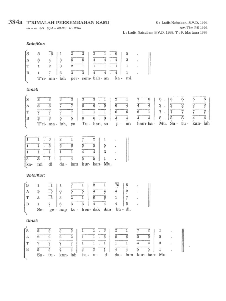 Ps-384a Trimalah Persembahan Kami | PDF