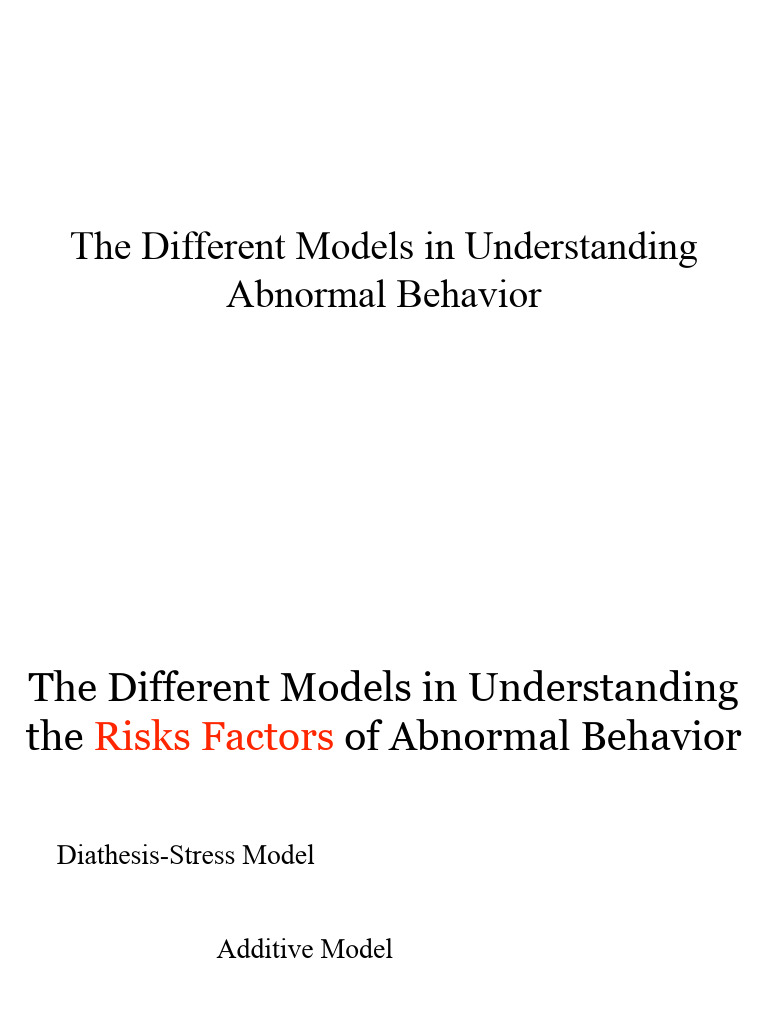 4 Models in Understanding Abnormal Behavior | PDF | Neurotransmitter ...
