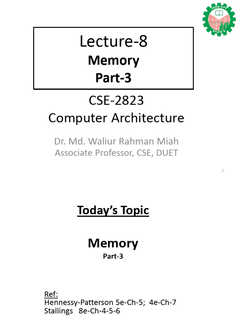 Lec-8 Memory-3 CompArch | PDF | Cpu Cache | Central Processing Unit