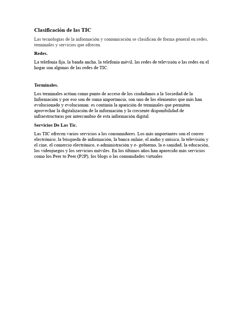 Clasificación de Las TIC: Redes | PDF