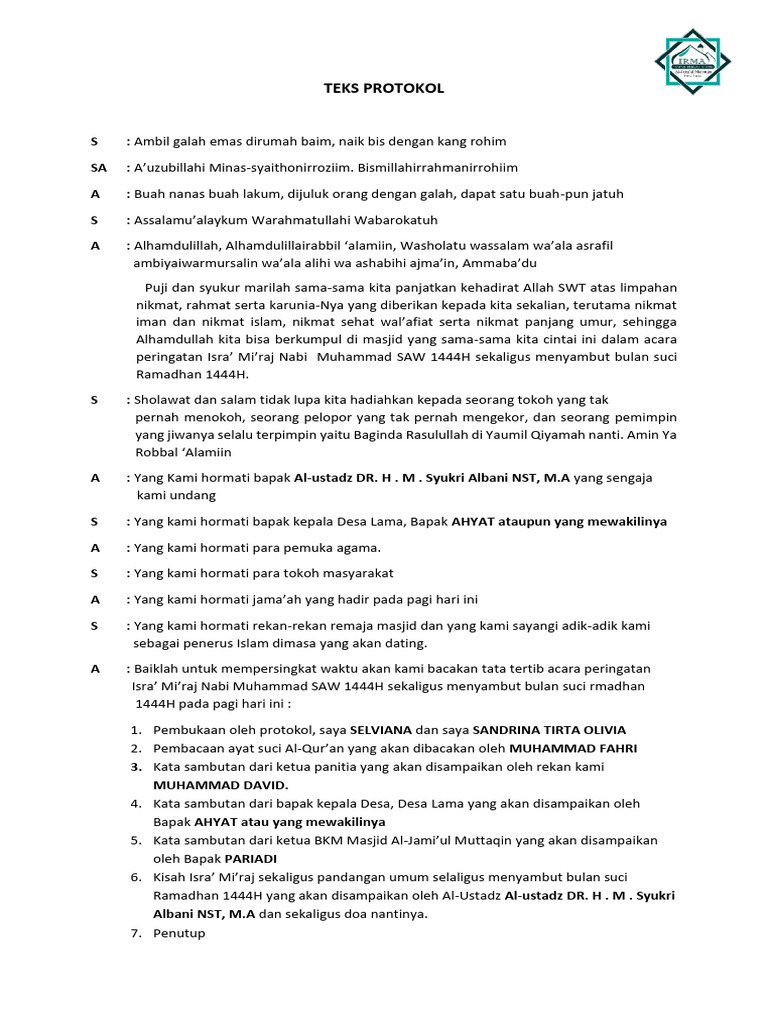 TEKS PROTOKOL - Andin & Selviana | PDF