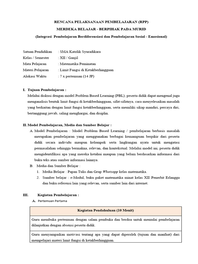 Mat Minat - RPP PBL Kd2 | PDF