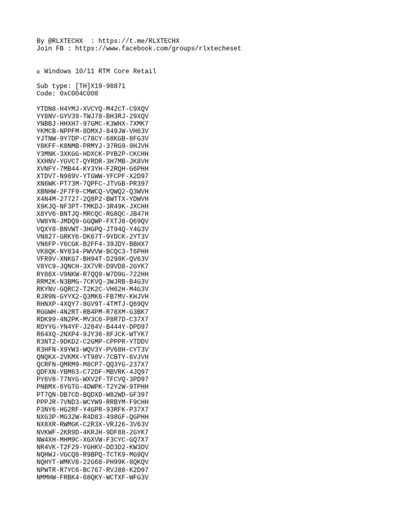 Windows Microsoft Keys Augist 2023 | PDF | Windows 7 | Microsoft Windows
