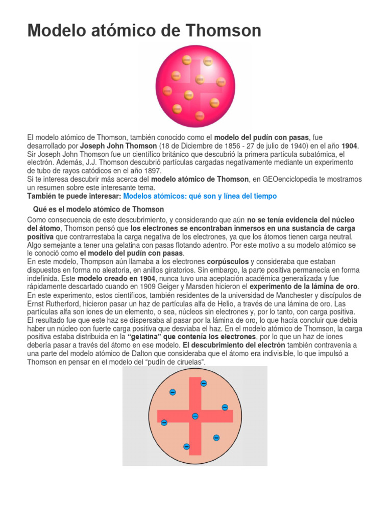 Modelo Atómico de Thomson | PDF | Átomos | Núcleo atómico