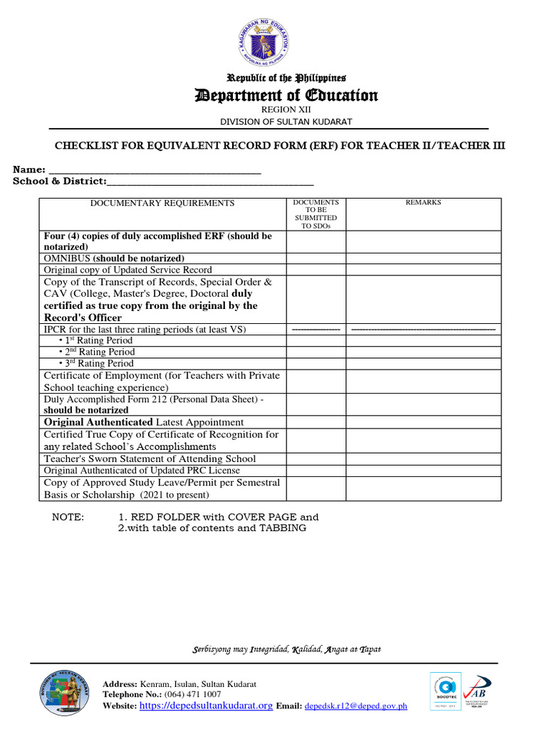 Checklist For T2-T3 | PDF