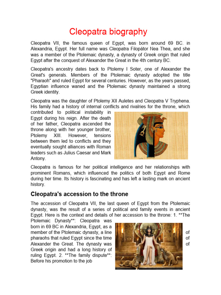Cleopatra Biography | PDF | Ptolemaic Kingdom | Cleopatra